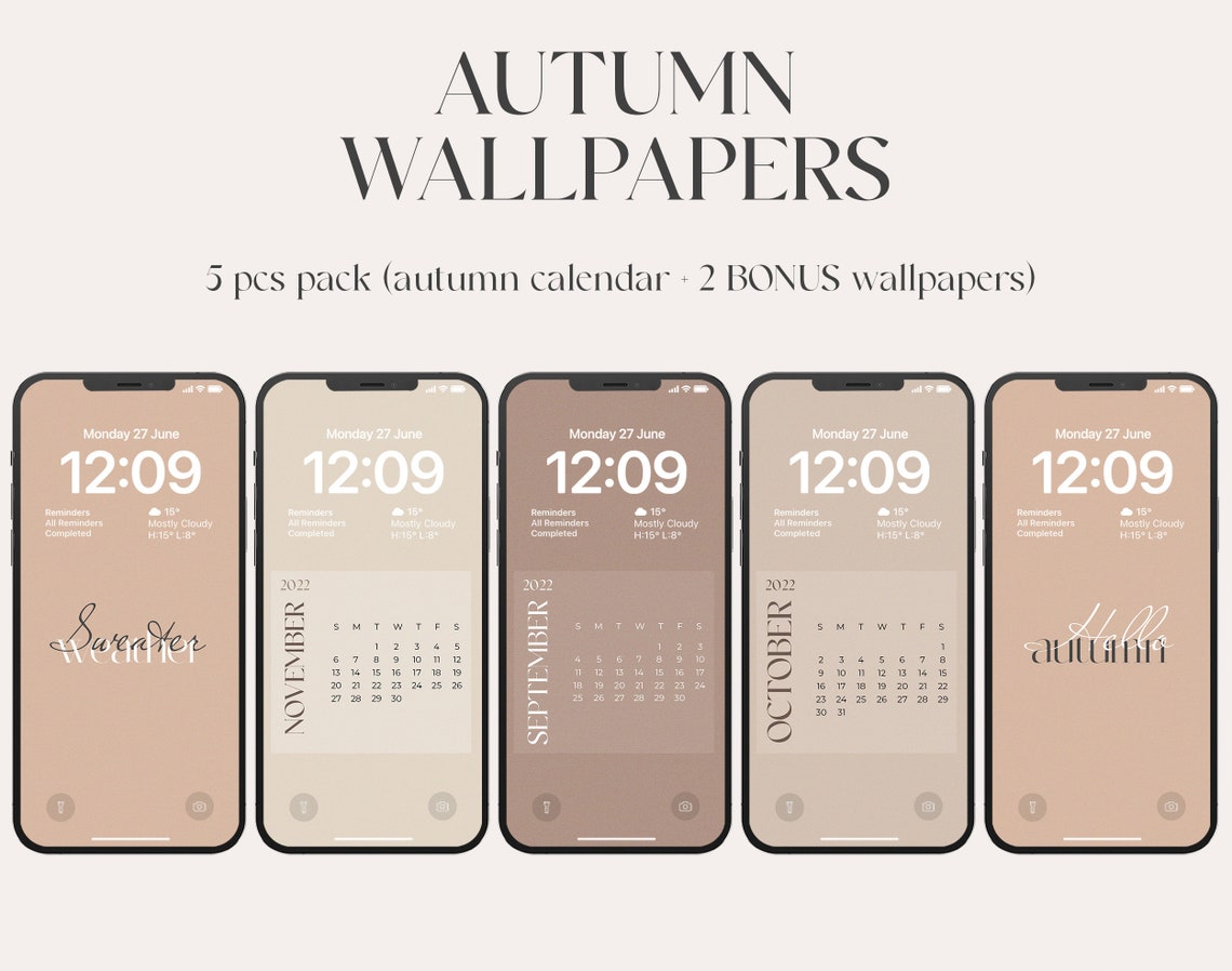 Autumn Iphone Wallpapers Calendar Wallpapers Ios 16 - Etsy