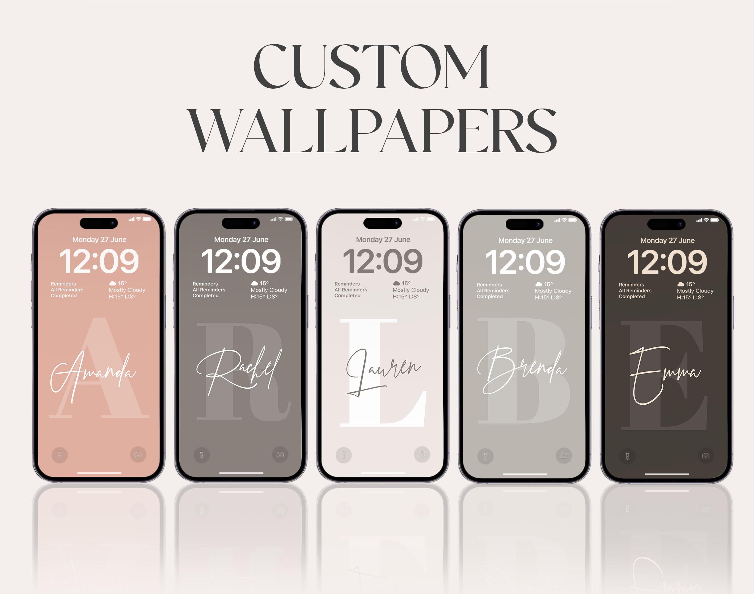 Custom Initial Phone Wallpaper, Beige (digital Download - Etsy