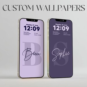 Custom Name iPhone Wallpaper, Aesthetic Pink Purple (digital Download ...