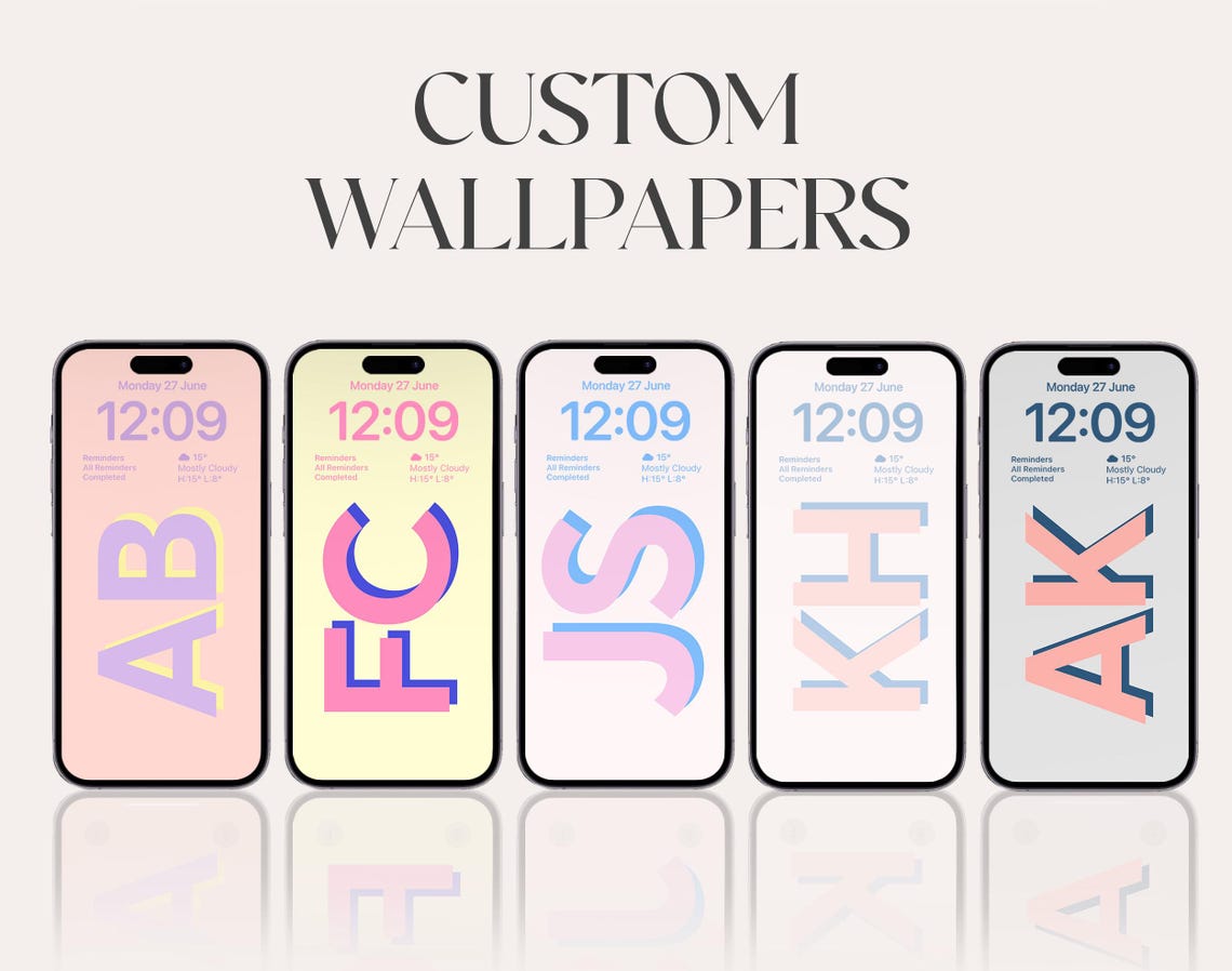 Custom Monogram iPhone Wallpaper 4k: Personalized Letter Initials - Etsy