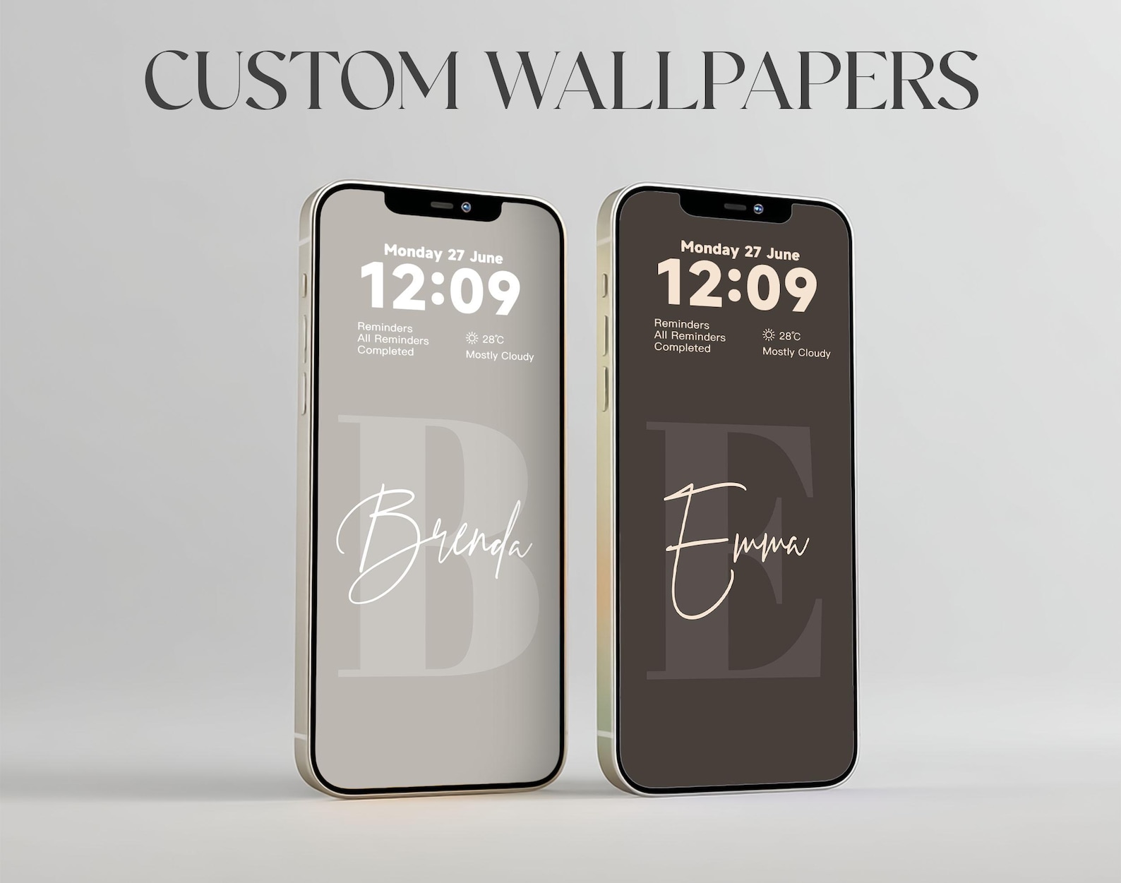 Custom Initial Phone Wallpaper, Beige (digital Download - Etsy