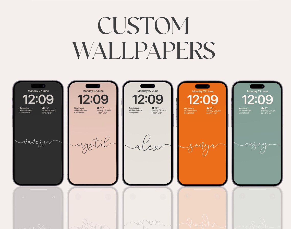 Custom Name iPhone Wallpaper, Minimal Solid Color Lock Screen ...