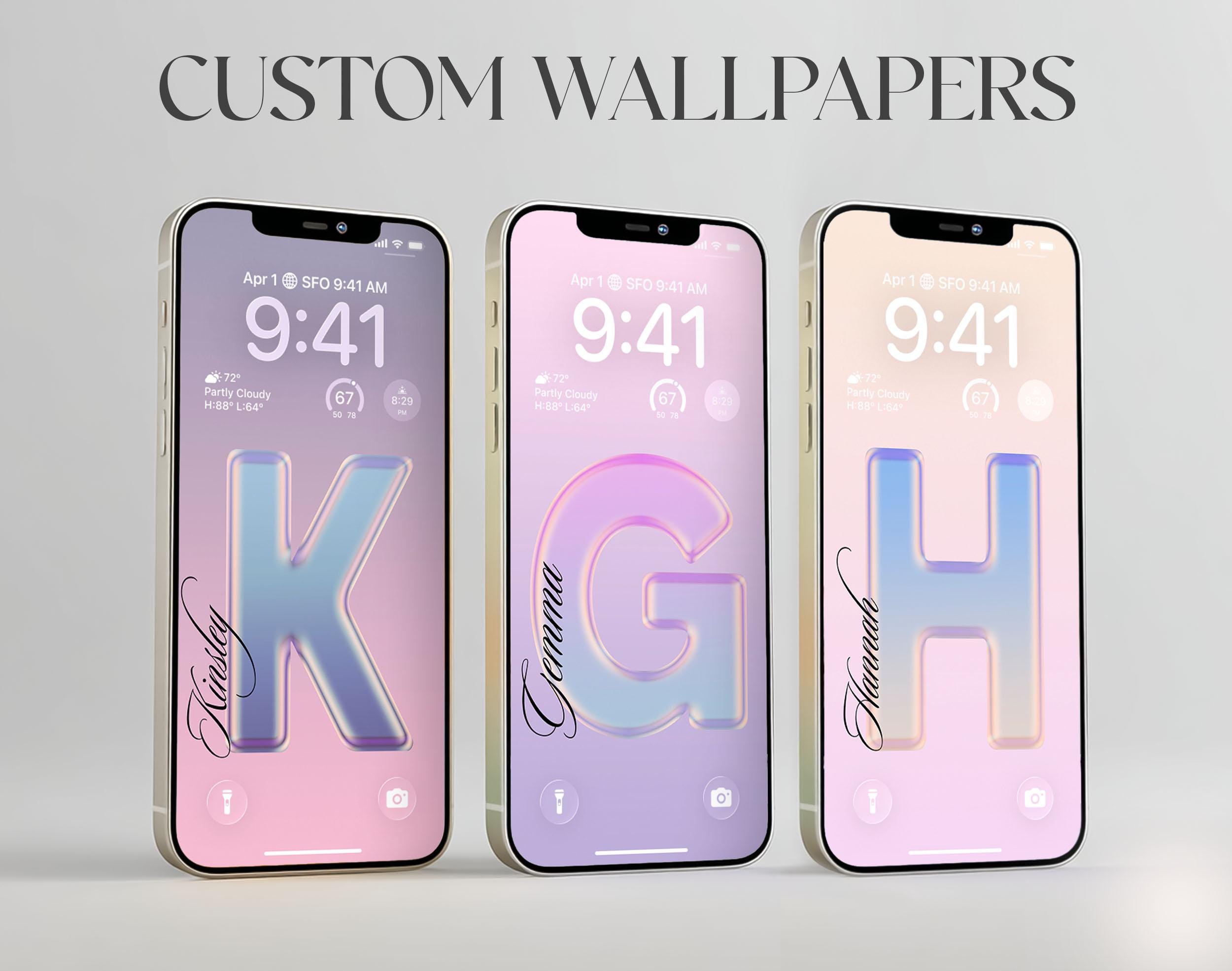 Neon Glossy Initial Lock Screen With Glass Effect Ios 26 Compatible - Etsy
