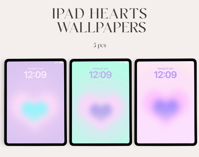 Hearts iPad Wallpaper, Gradient Background (digital Download - Etsy