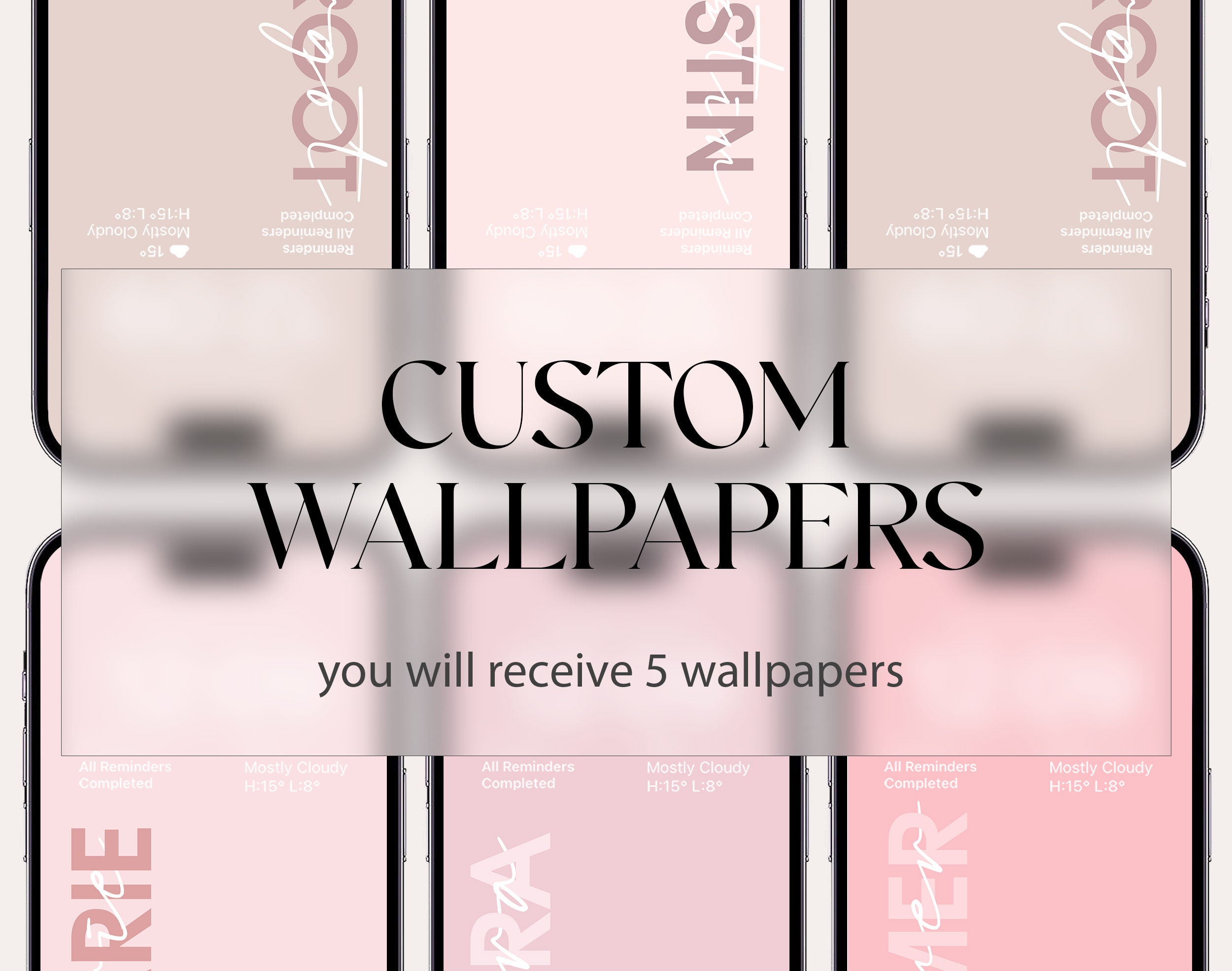 Custom Phone Wallpaper, Personalized Ios & Android, Pale Pink Aesthetic ...