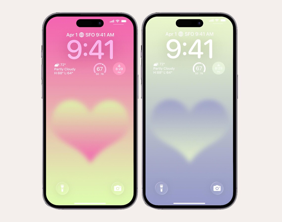 Heart iPhone Wallpaper Bundle, Gradient Lock Screen (digital Download ...