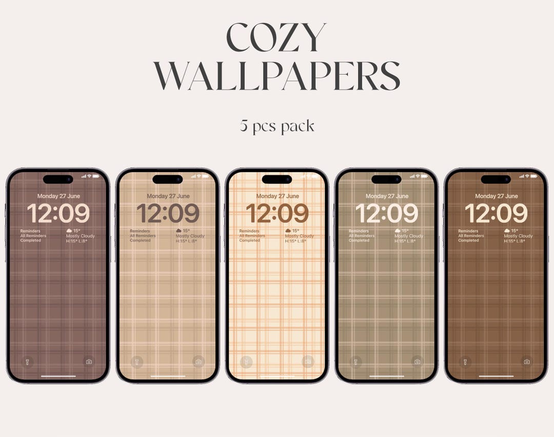Cozy Autumn Plaid iPhone Wallpaper Set (5 Pcs) (digital Download) - Etsy