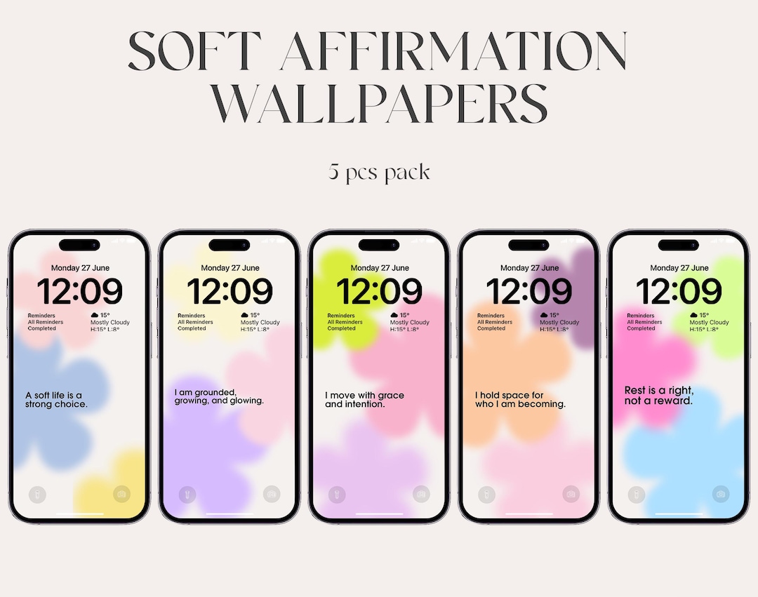 Soft Affirmation Lock Screen Wallpapers – 5 Pack of Motivational iPhone ...