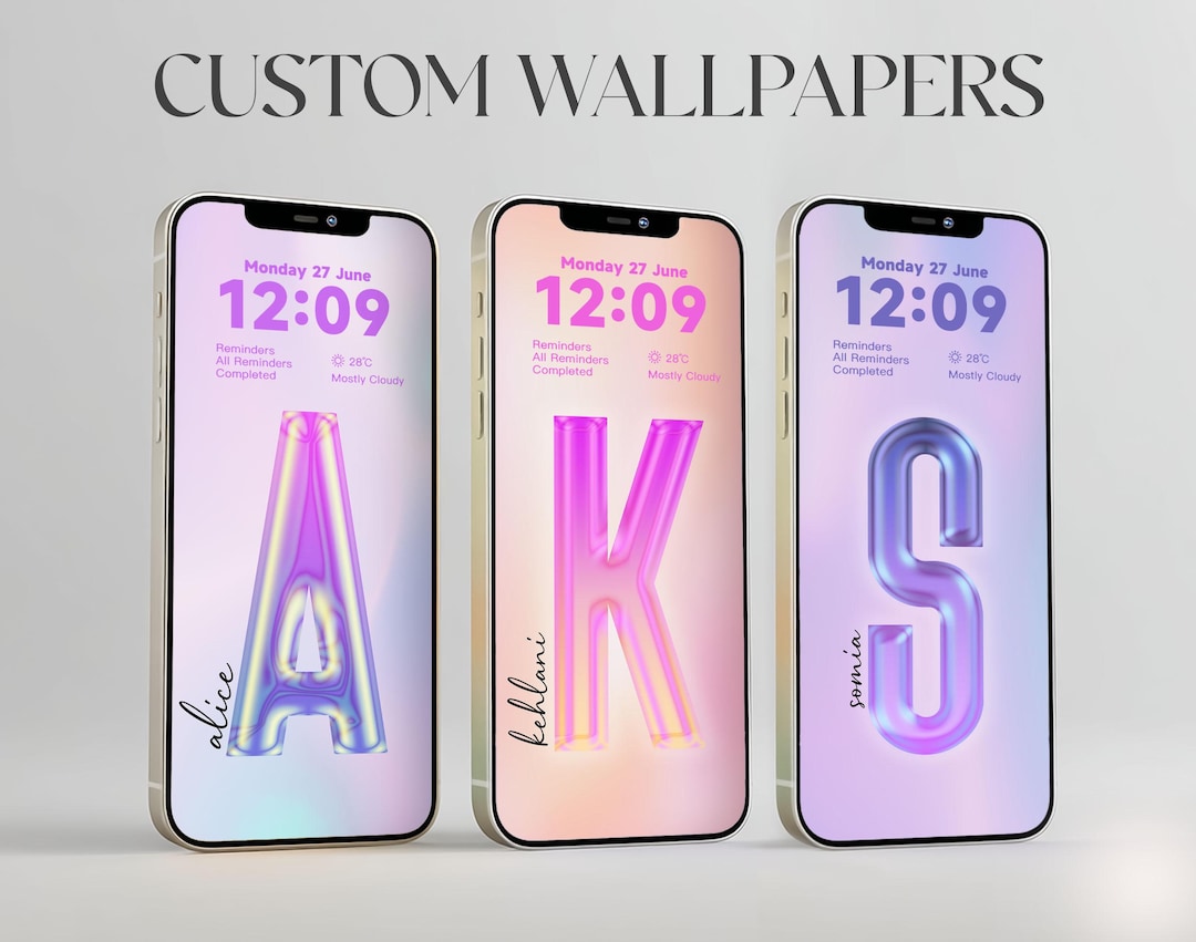 Neon Glossy Initial Lock Screen With Glass Effect Ios 26 Compatible - Etsy