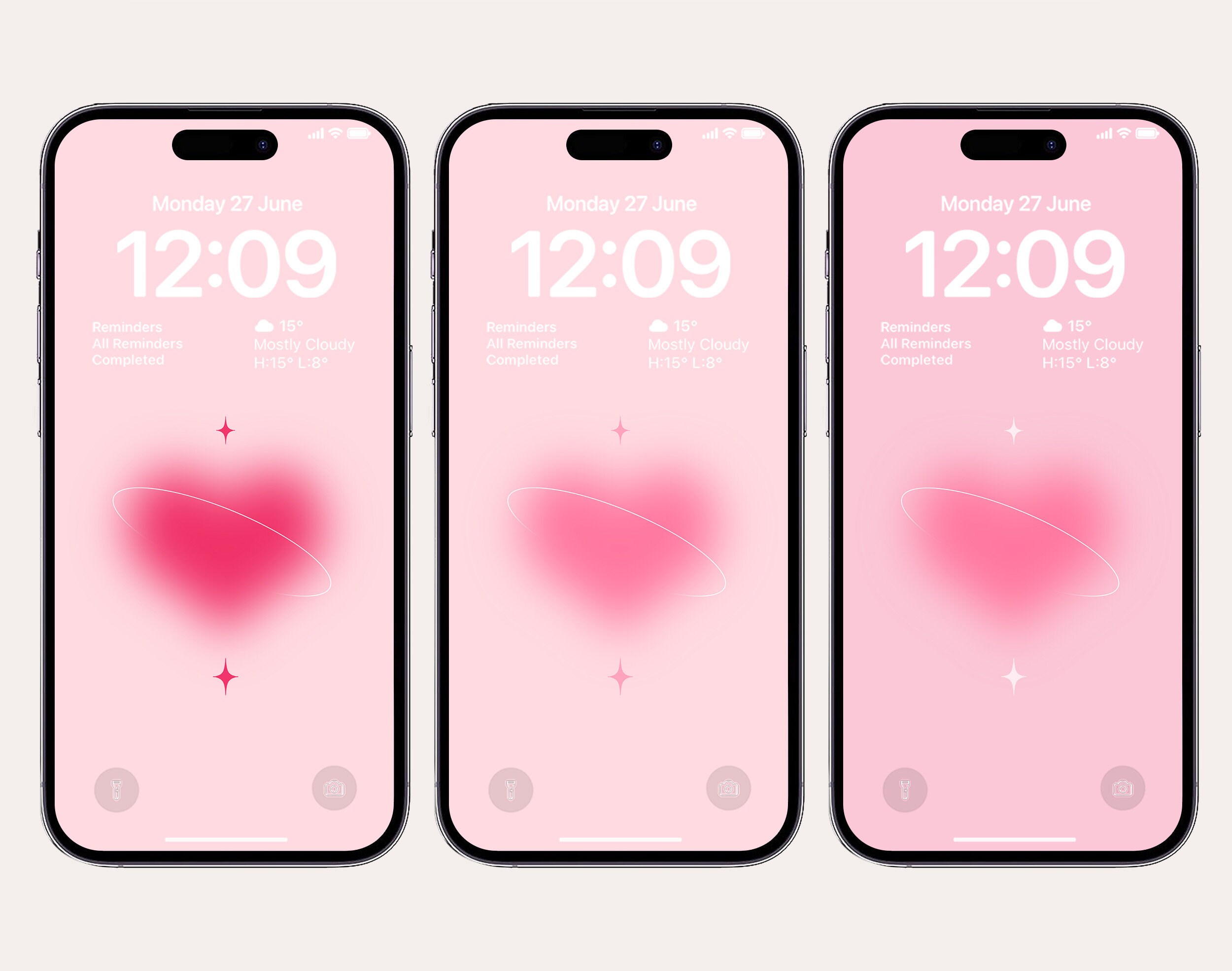 Pink Hearts iPhone Wallpaper Bundle, Aesthetic Gradient, Ios 16 ...