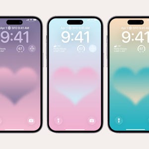 Heart iPhone Wallpaper Bundle, Gradient Lock Screen (digital Download ...