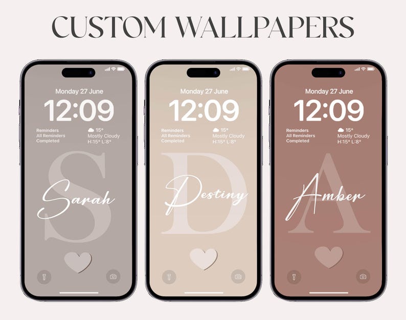 Custom Initial Wallpaper • Aesthetic Phone Lock Screen, Monogram - Etsy
