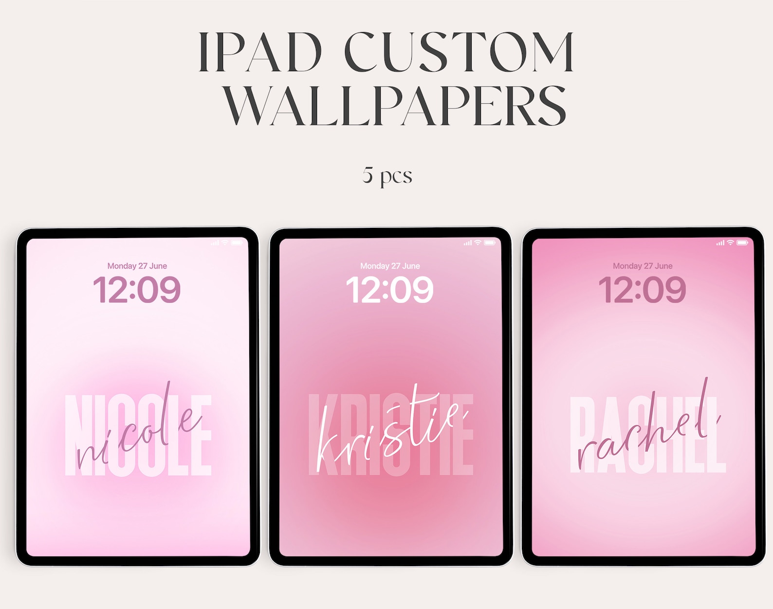 Custom Initial iPad Wallpaper, Pink Aesthetic Tablet Theme (digital ...