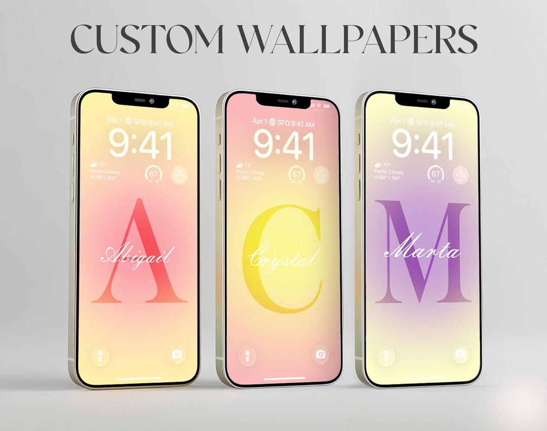 Custom Initial Wallpaper | Soft Pastel Lock Screen (digital Download ...