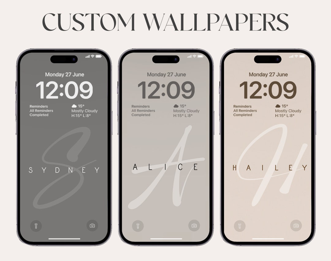 Custom Beige Initial iPhone Wallpaper, High Resolution (digital ...