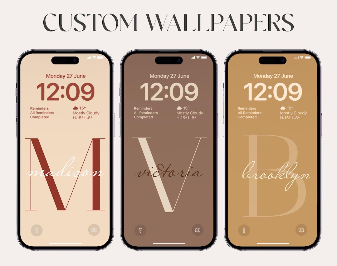 Custom Name Wallpaper: Monogram Lock Screen (digital Download) - Etsy