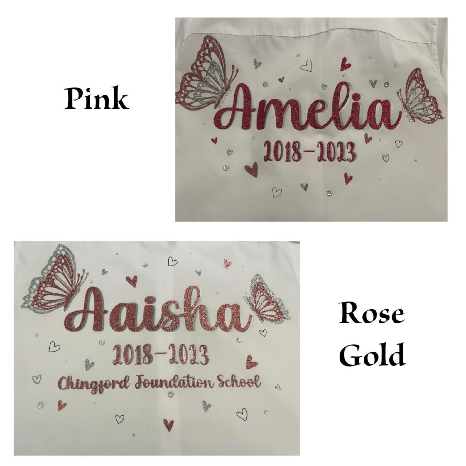 Charl Design. Personalised Leavers Shirt 2026 Butterflies and Hearts ...