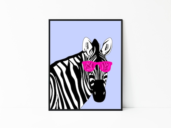 Colourful Zebra Art Print Groovy Home Decor Fun Animal - Etsy