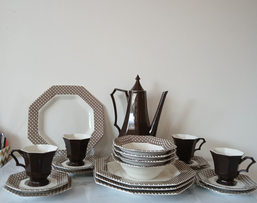 NIKKO Classic Collection Made in Japan Black Checked Pattern Dinnerware ...