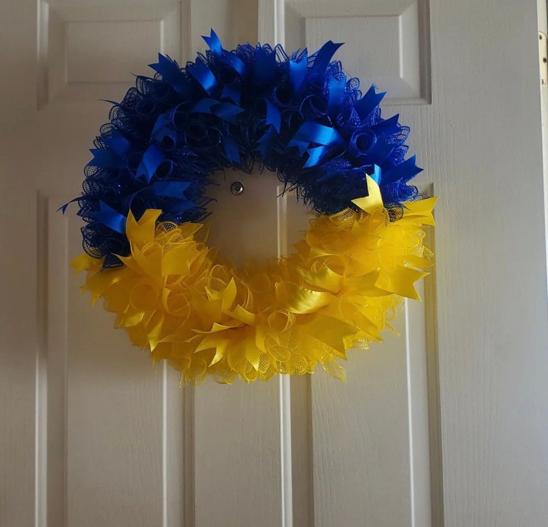 Ukraine Deco Mesh Wreath - Etsy