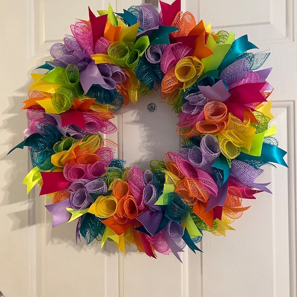 Rainbow Wreath - Etsy
