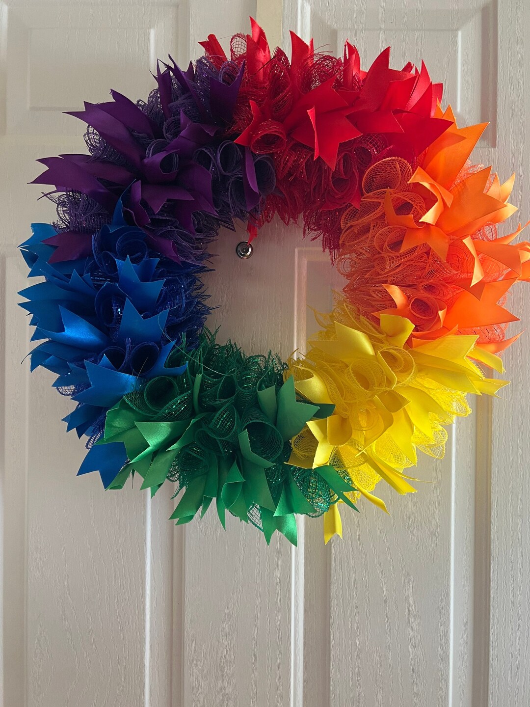 Rainbow Deco Mesh Wreath - Etsy