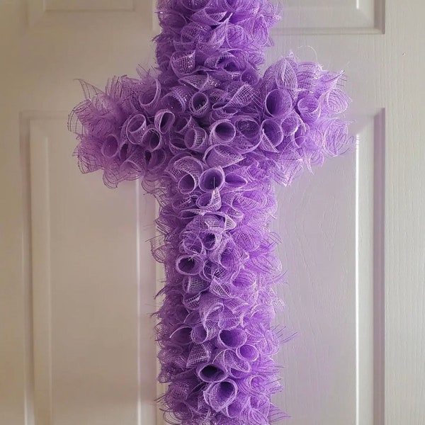 Deco Mesh Cross Wreath - Etsy