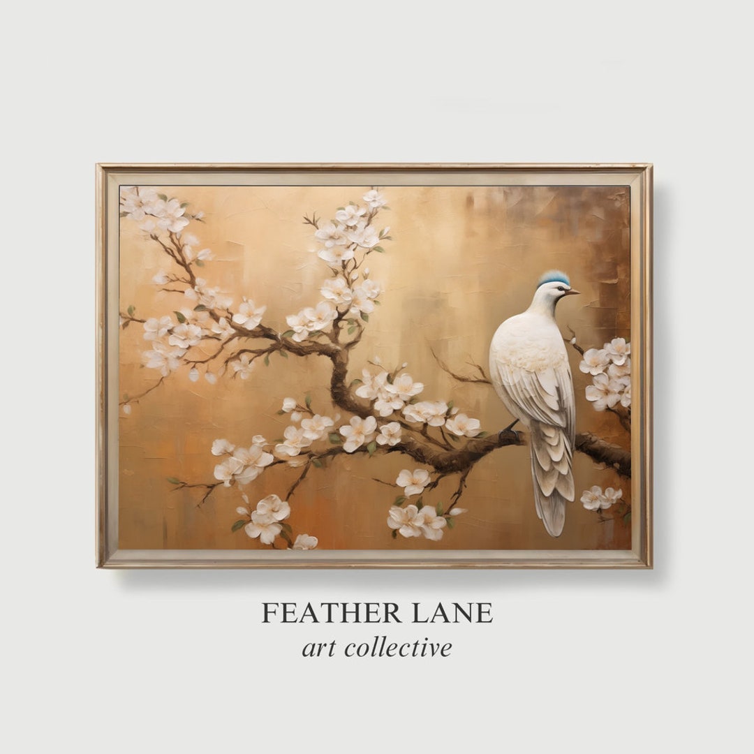 Vintage Bird Art Print Classic Bird Decor Bird on the Branch Painting ...