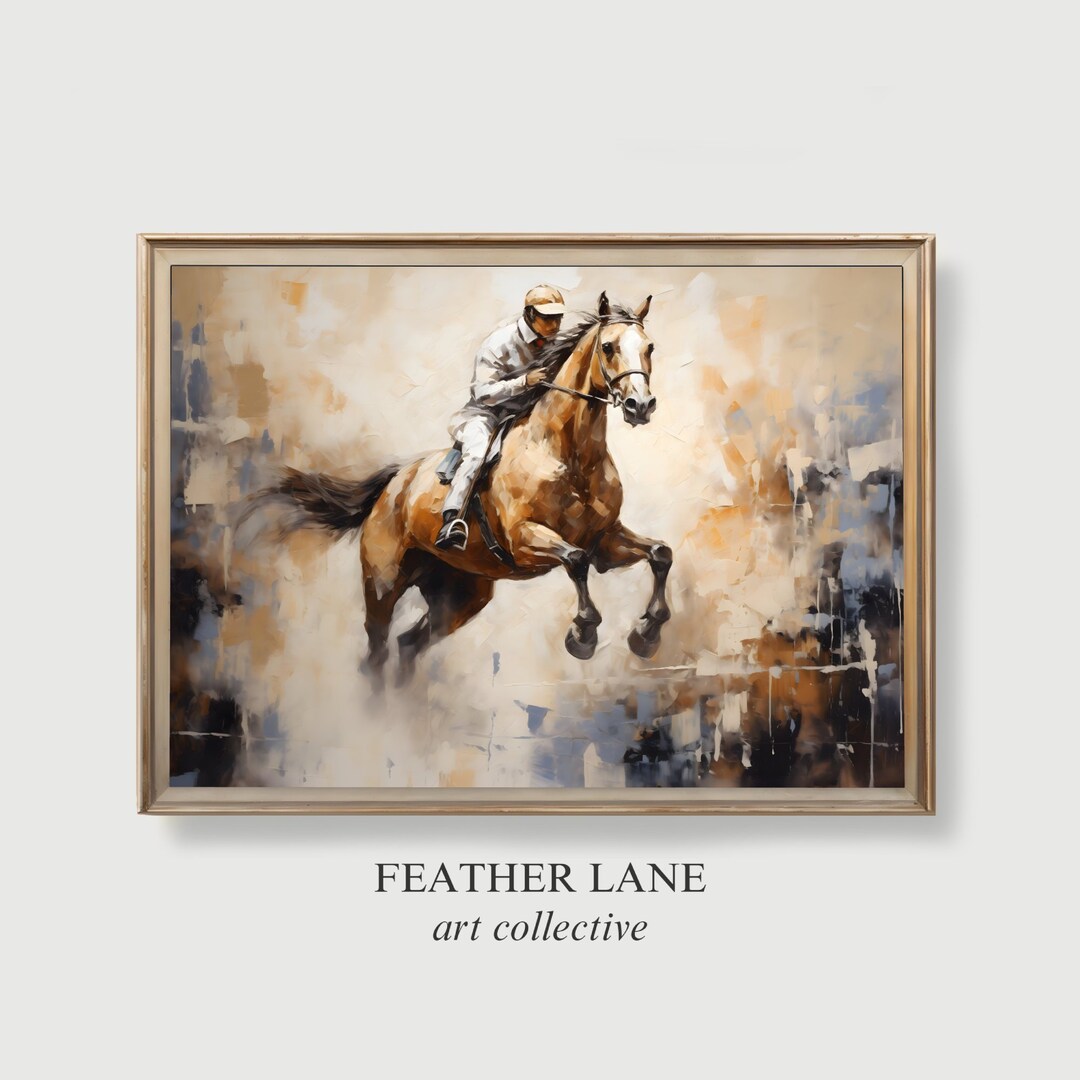Vintage Horse Art Print Show Jumping Horse Racing Oil Painting Decor ...