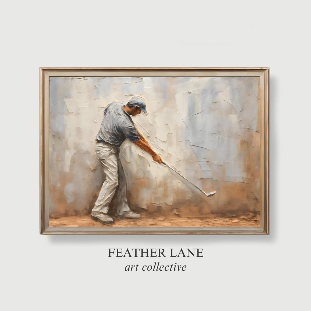 Vintage Golf Player Art Print Golf Player Decor Golf Player Oil ...