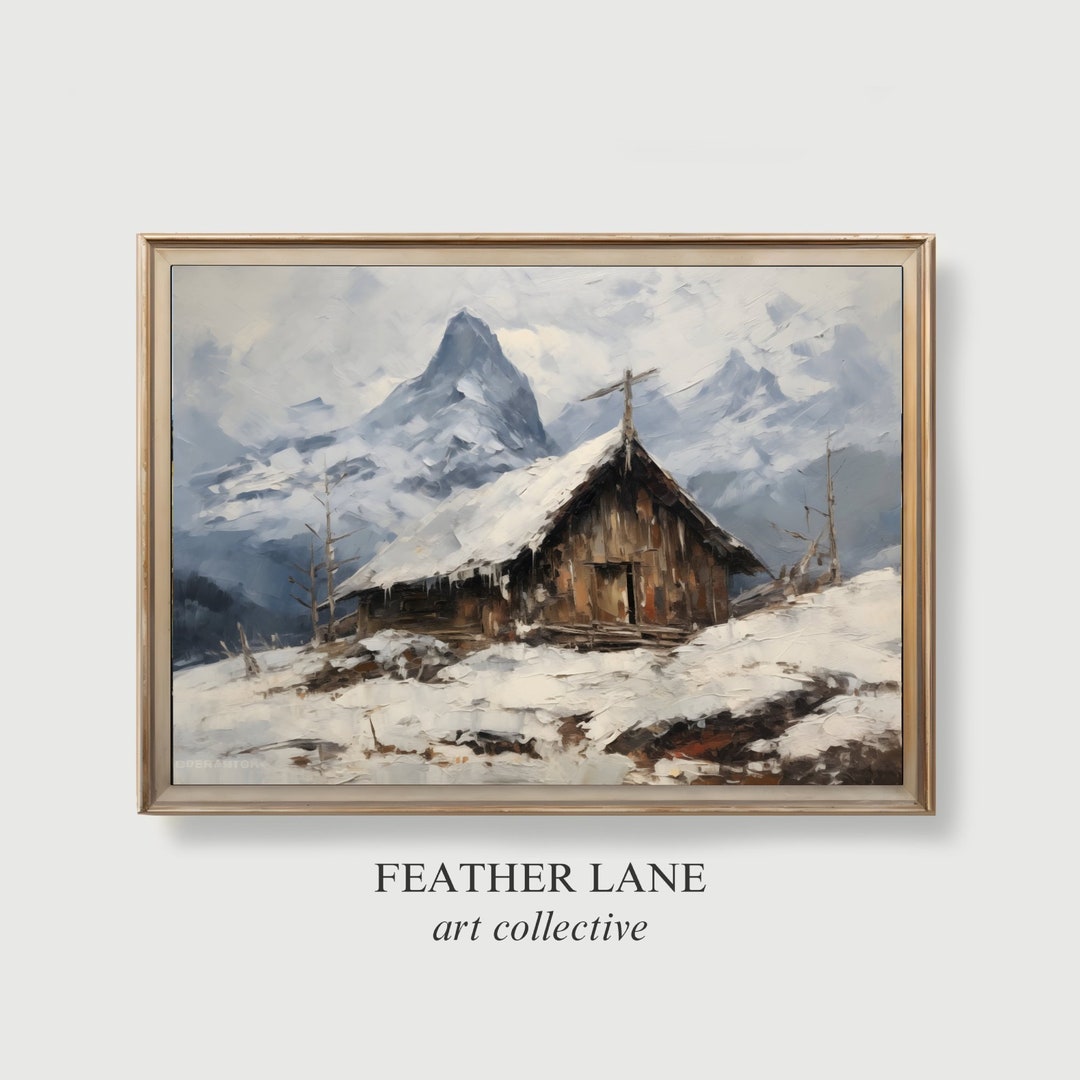 Alpine Retreat Landscape Vintage Print Alpine Retreat Decor Snow & Alp ...