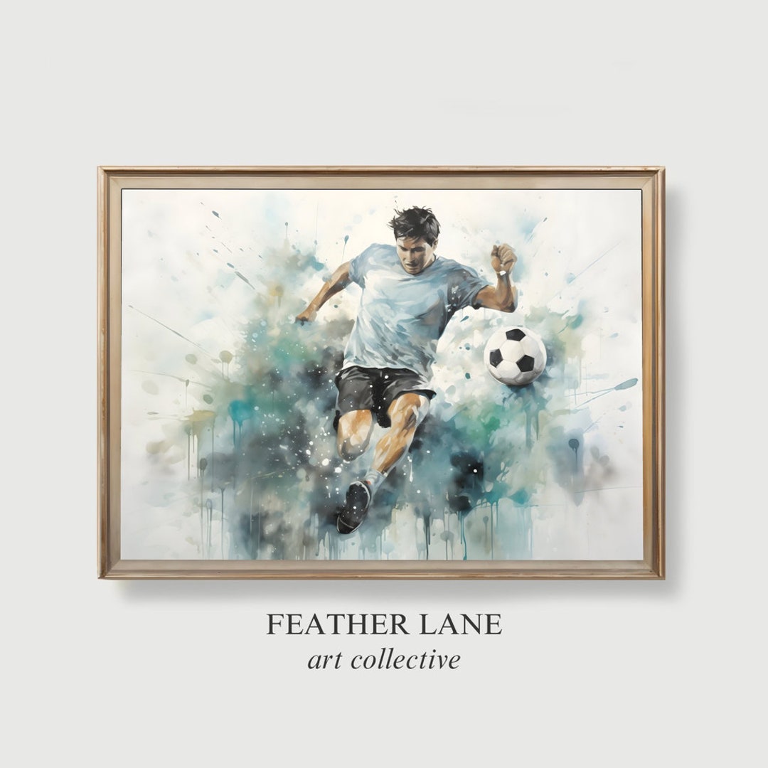 Classic Soccer Player Painting Art Print Soccer Player Wall Art Soccer ...