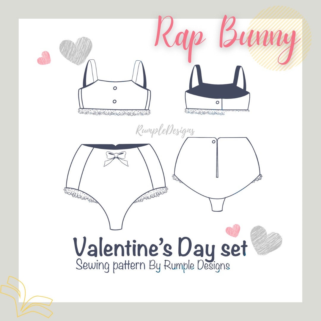 Rap Bunny Valentines Day Underwear Set Sewing Pattern by Rumple Designs ...