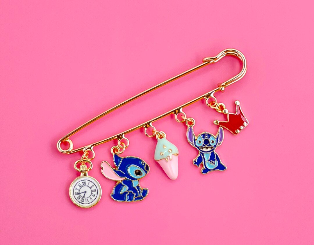 Stitch Pin, Disney, Pin, Safety Pin Brooch, Clock, Ice Cream Cone ...
