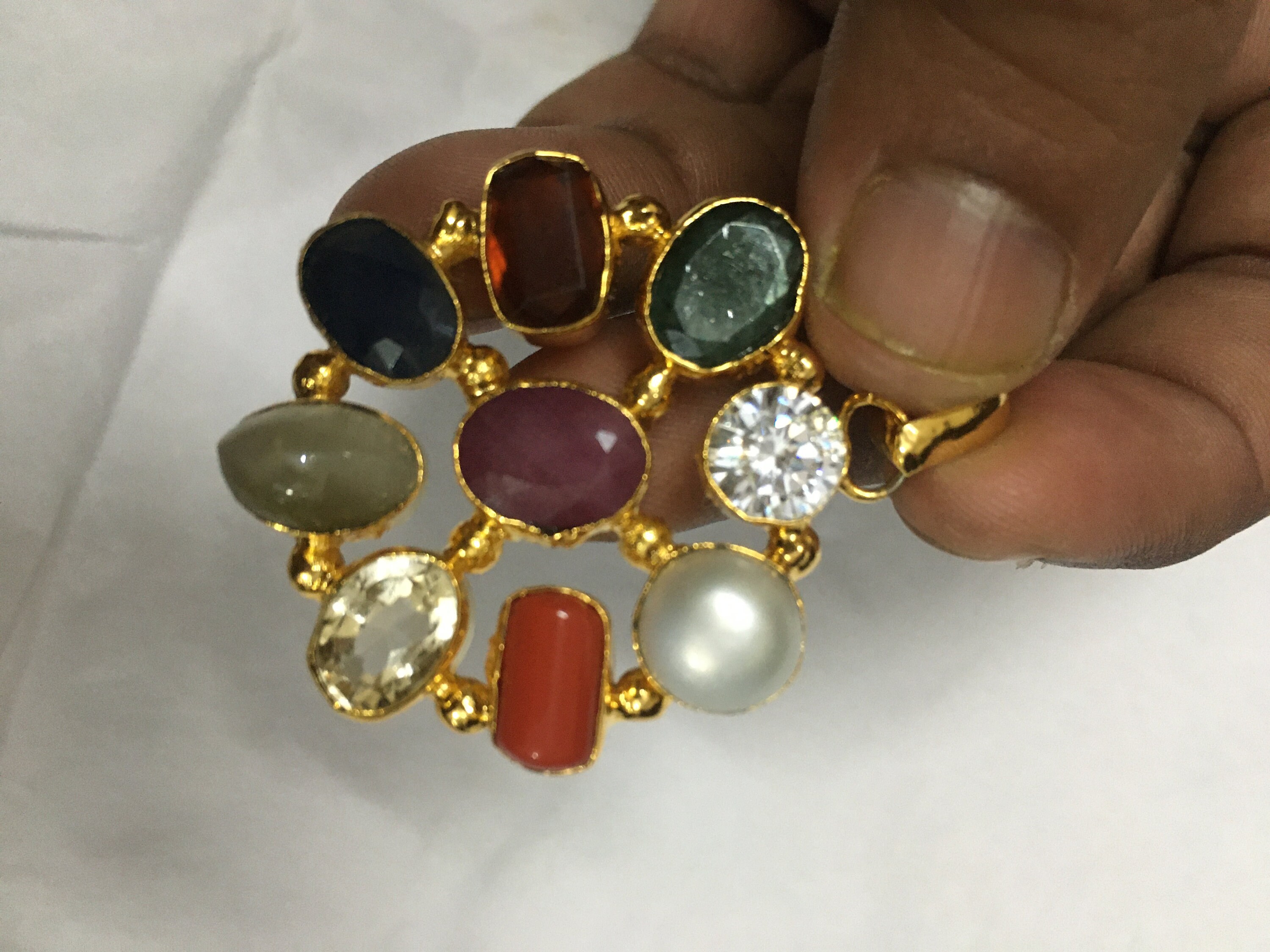Navratan Pendant All Stone in One Pendant Metal With Gold - Etsy