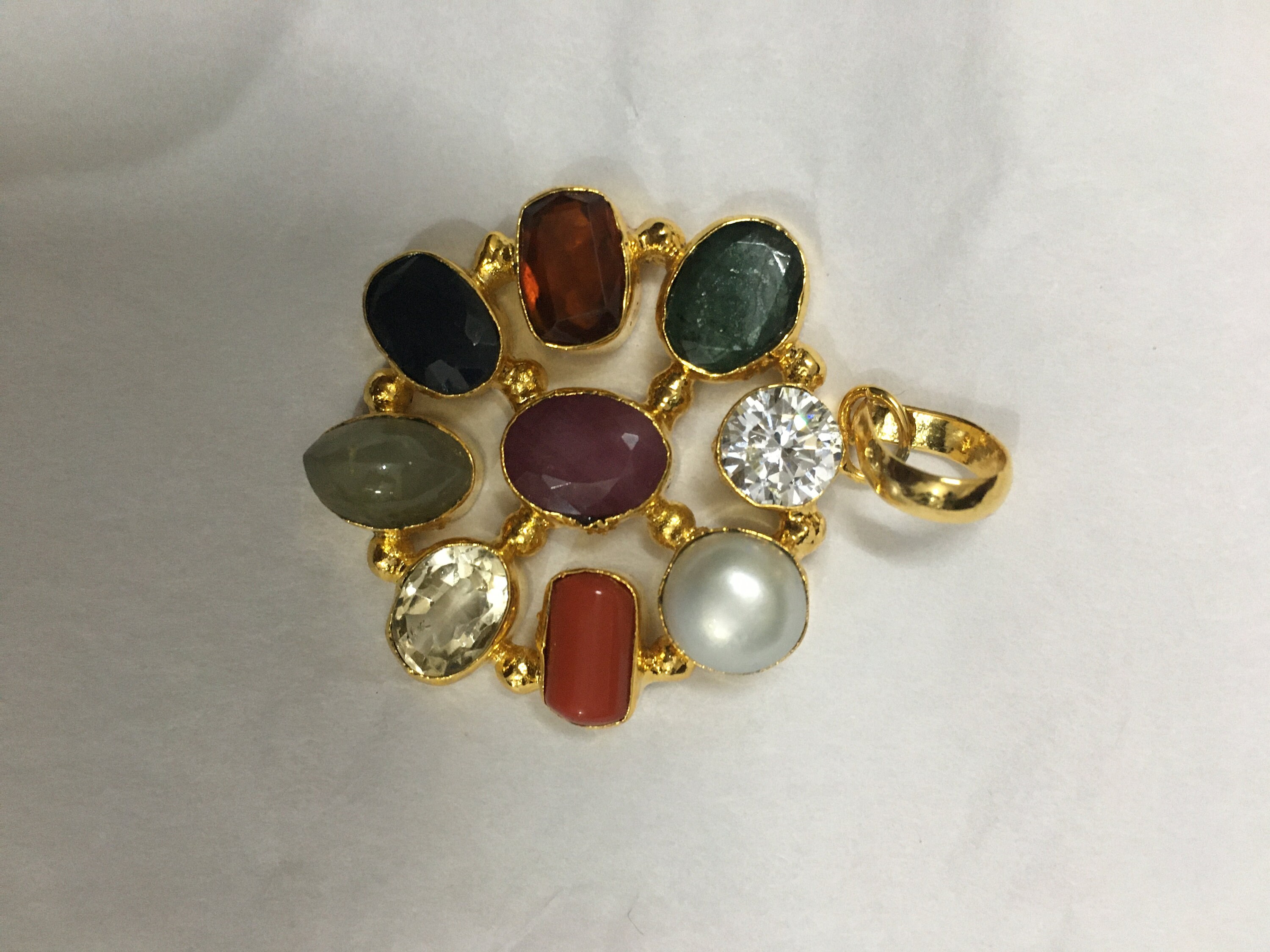 Navratan Pendant All Stone in One Pendant Metal With Gold - Etsy