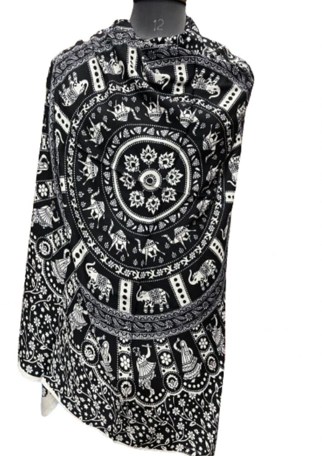 Cover up Pareo , Black and White Pareo , Block Print Sarong ,beach Wrap ...