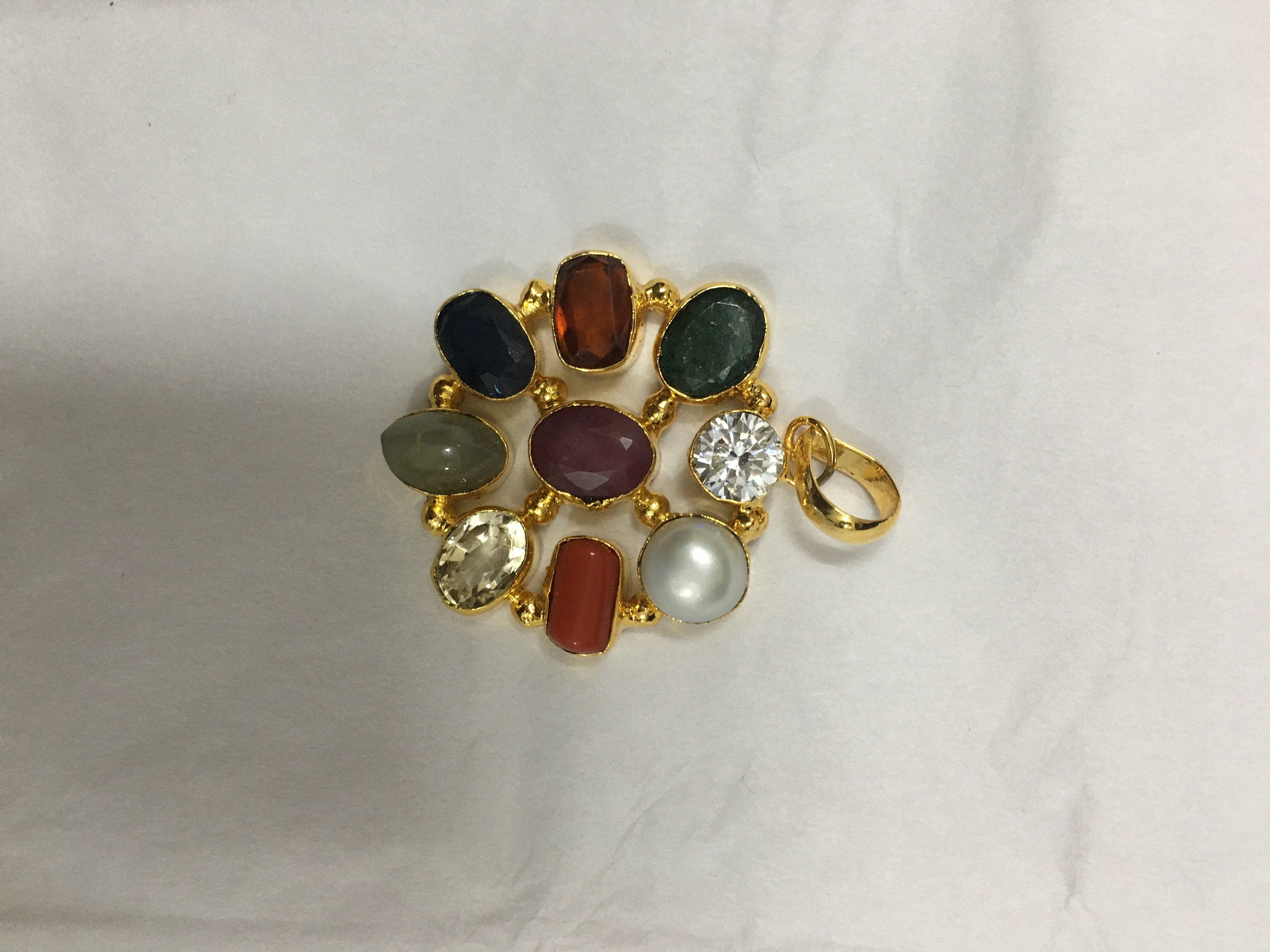 Navratan Pendant All Stone in One Pendant Metal With Gold - Etsy