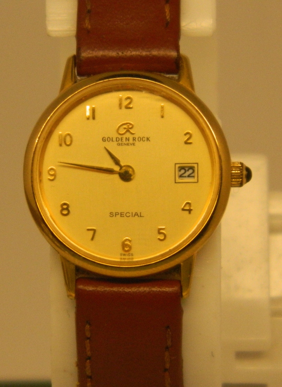 Golden Rock, Swiss, 24k Gold Plated, Hardness Crystal, Water Resistant ...