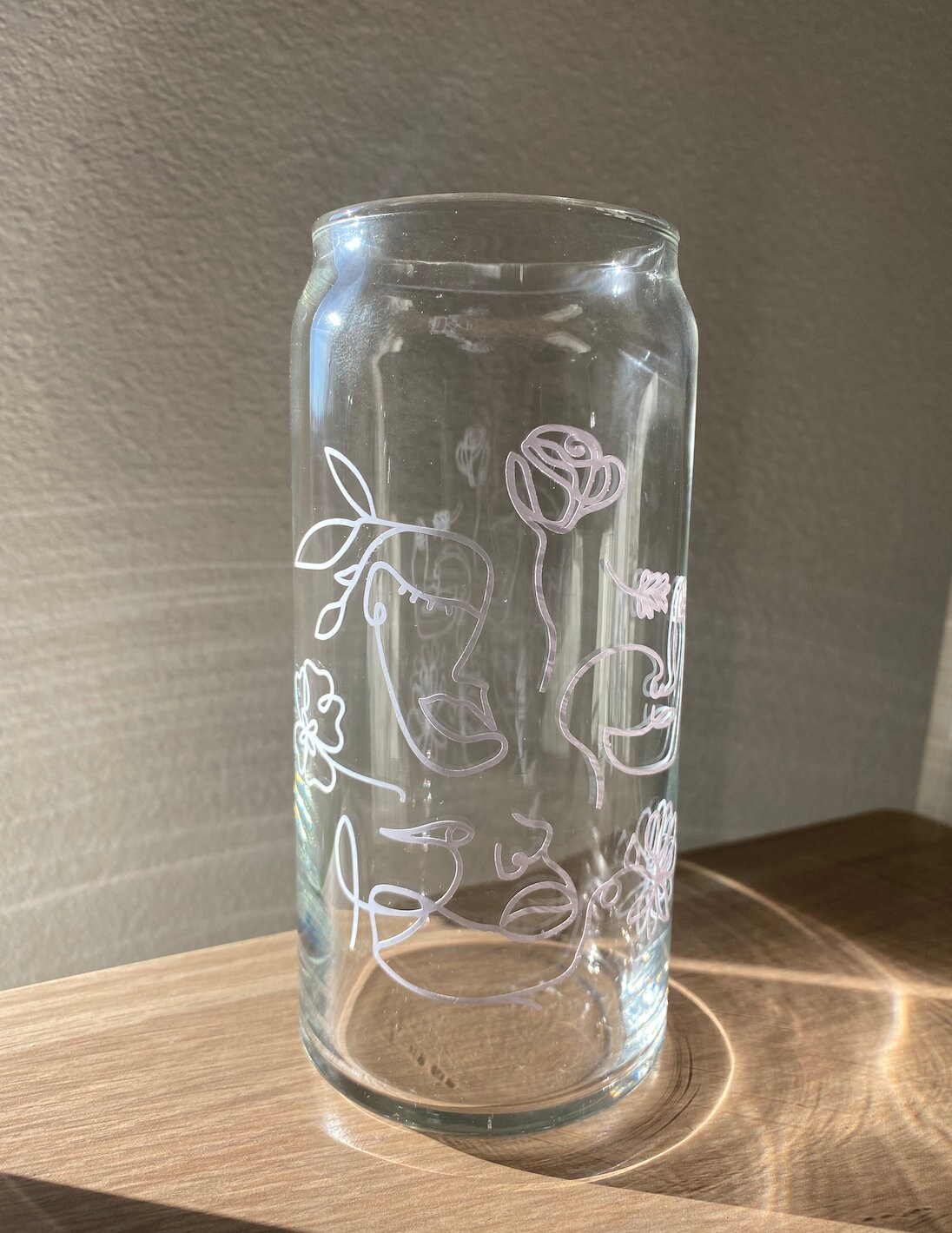 Abstract Woman Iced Coffee Soda Glass Can - Etsy