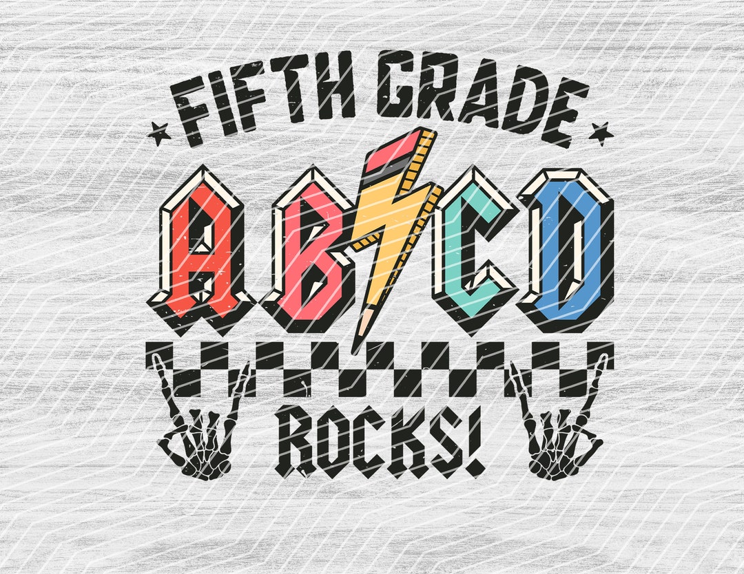 ABCD Fifth Grade Rocks Png, Pencil Lightning Bolt, Back to School ...