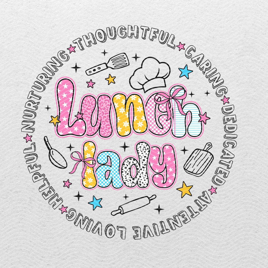 Lunch Lady Png, Pink Bow, First Day of School Png, Back to School Png ...