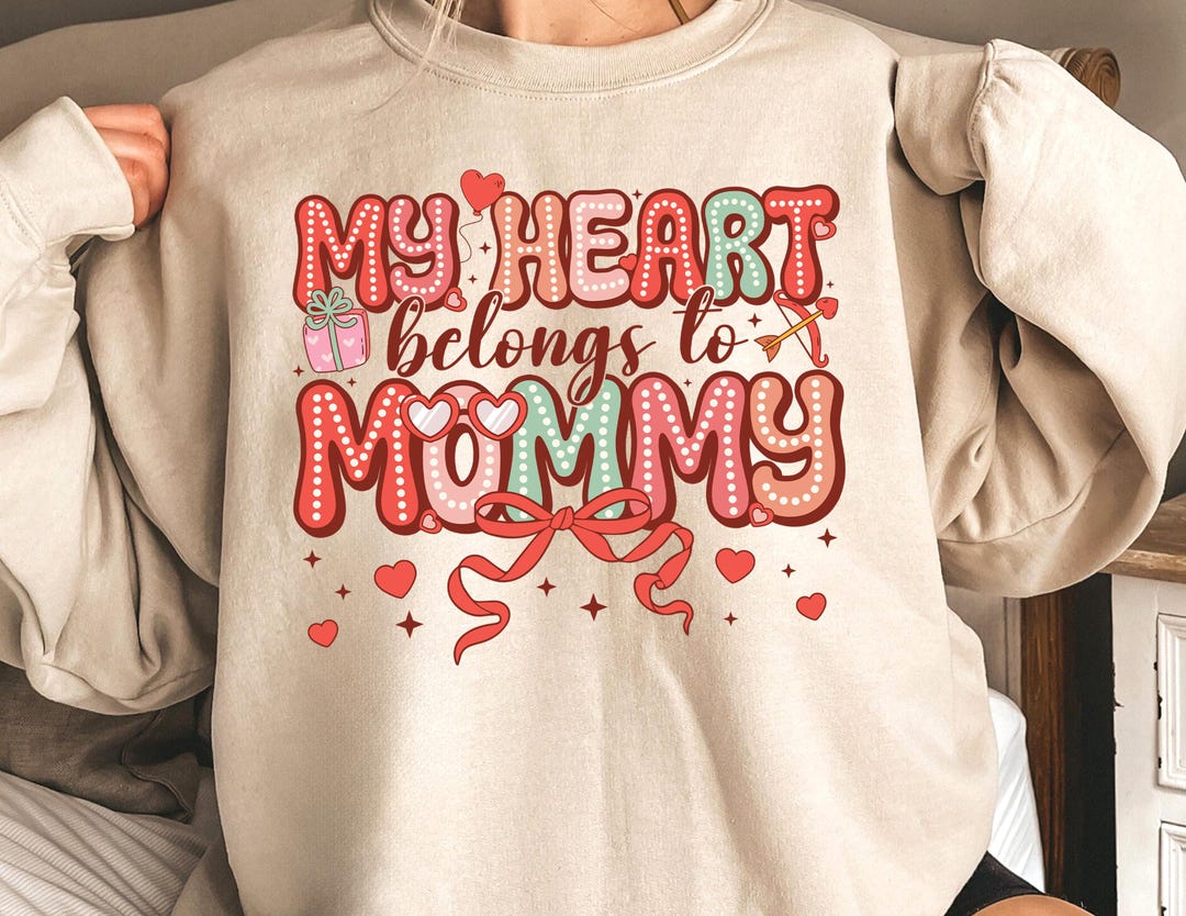 My Heart Belongs to Mommy Png, Pink Bow, Retro Valentines Png, Happy ...