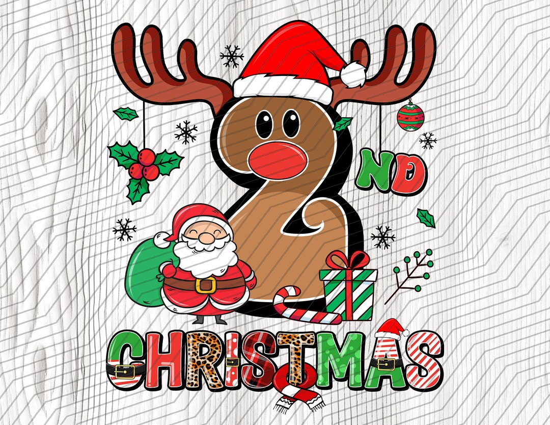 2nd Christmas ,my Second Christmas, Baby Reindeer , Santa, Merry ...