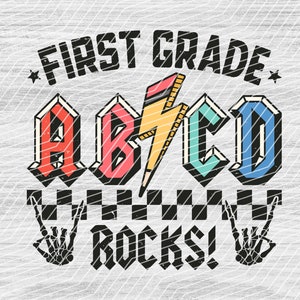 ABCD First Grade Rocks Png, Pencil Lightning Bolt, Back to School ...