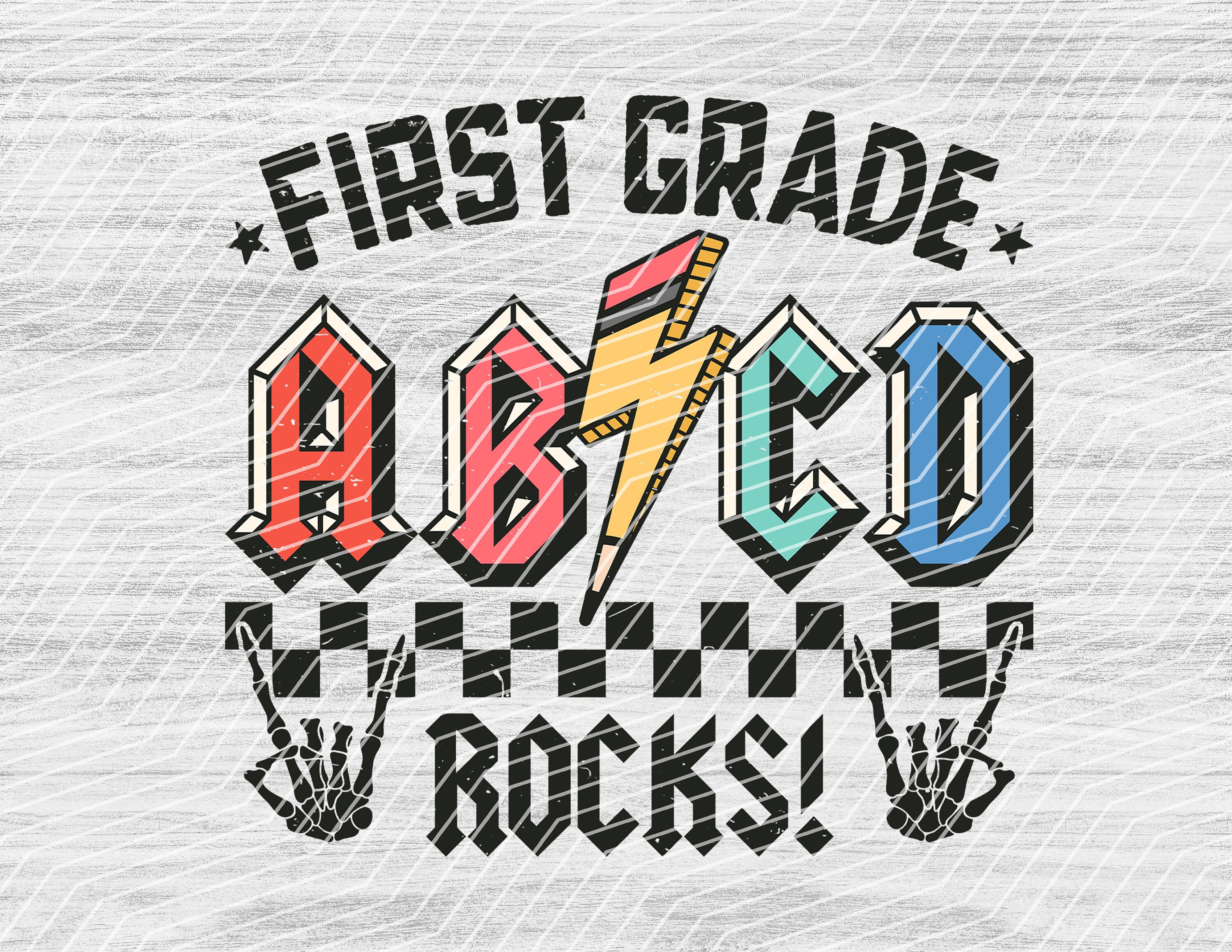 ABCD First Grade Rocks Png, Pencil Lightning Bolt, Back to School ...