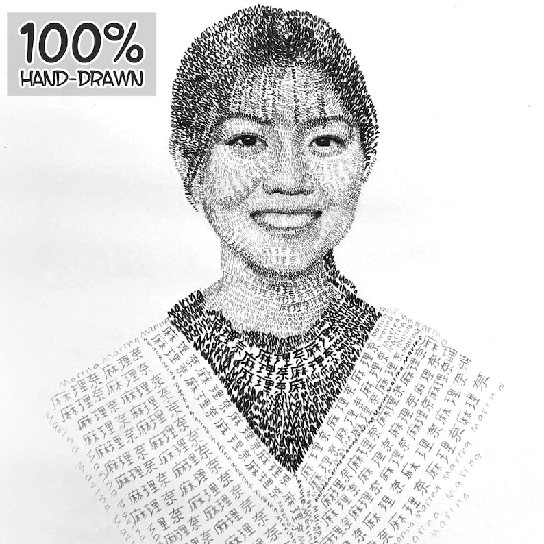 Custom Portrait From Photo | Typography Portrait From Photo | Hand ...