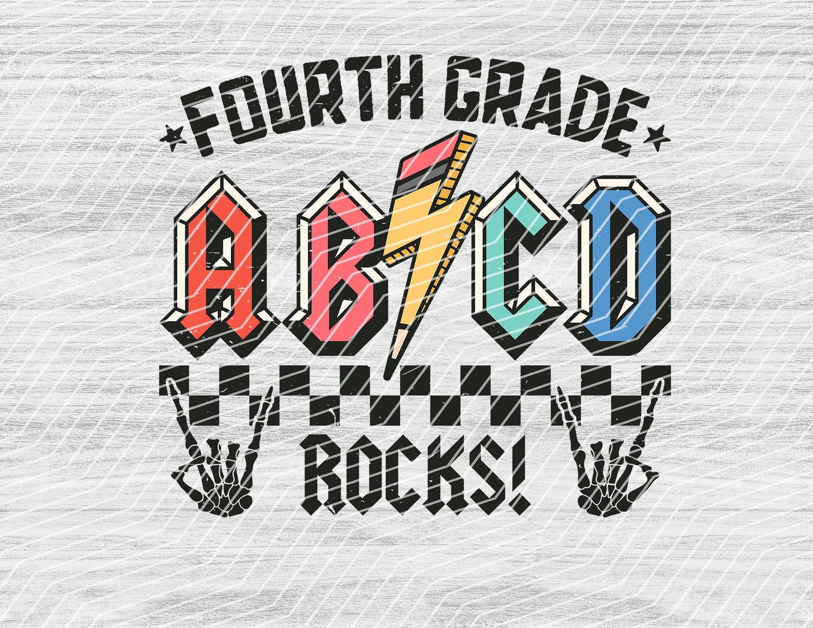 ABCD Fourth Grade Rocks Png, Pencil Lightning Bolt, Back to School ...