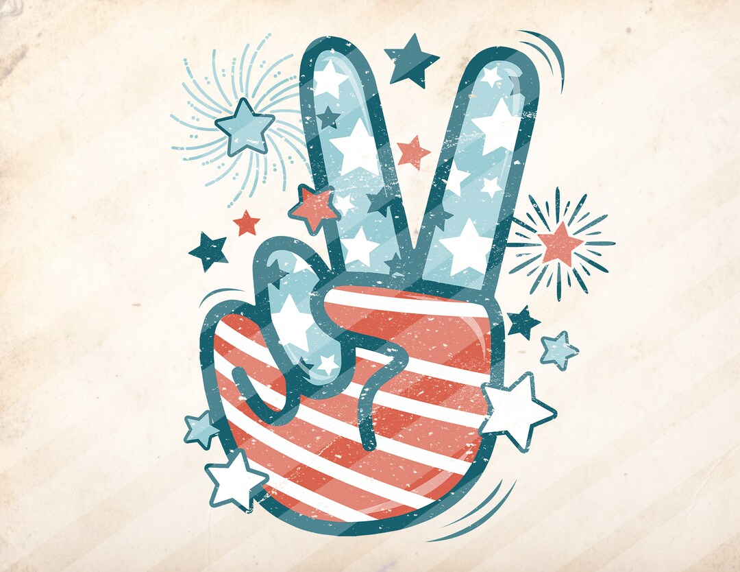 Groovy 4th of July, Peace Hand Sign, Independence Day, Sublimation ...