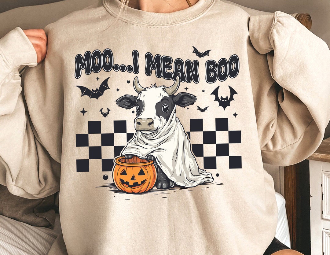 Moo I Mean Boo Png, Western Cow Ghost Png, Western Halloween Png ...